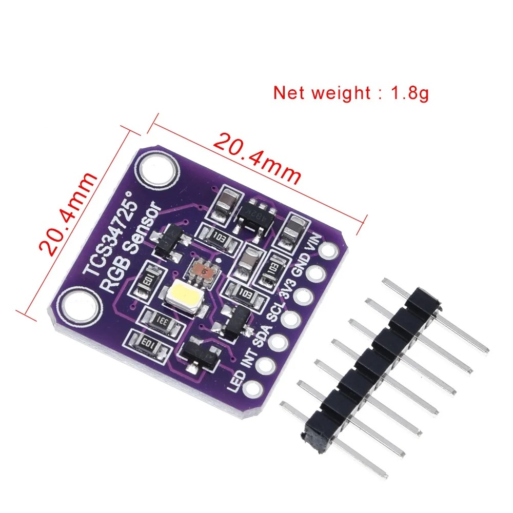 TCS34725 RGB Colour Sensor Module with IR Filter & 4150K LED I²C ...